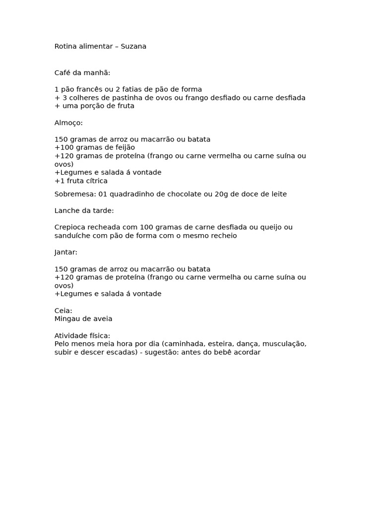 Rotina Alimentar e Atividade Física | PDF