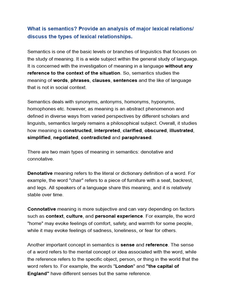 Semantics | PDF | Semantics | Language Mechanics