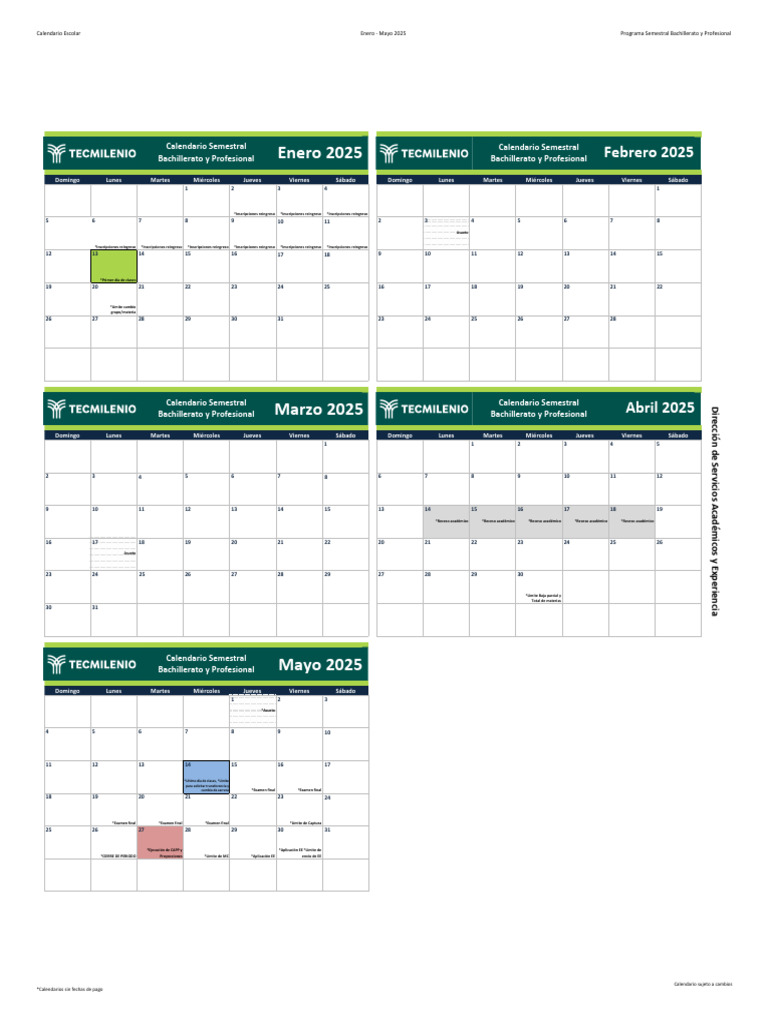Calendario Tecmi | PDF | Calendario