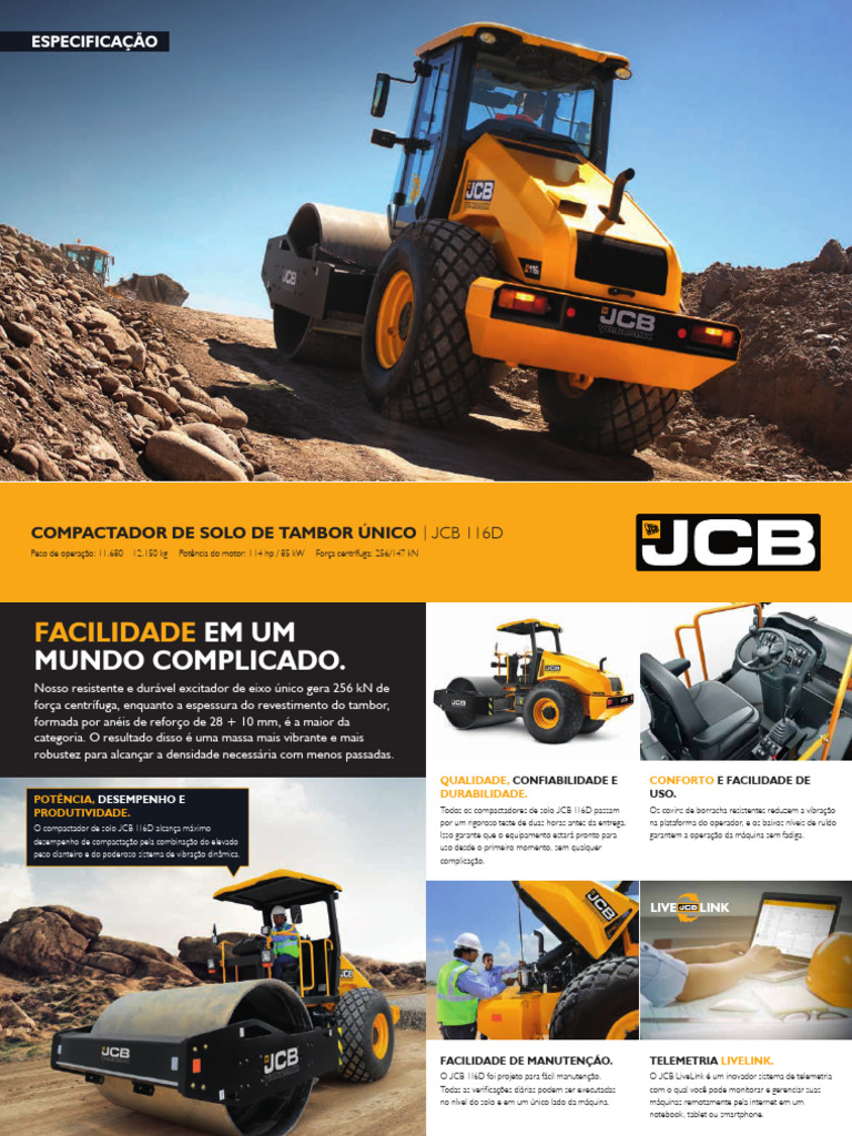 Compactador JCB 116D: Especificações Técnicas | PDF | Motores | Freio