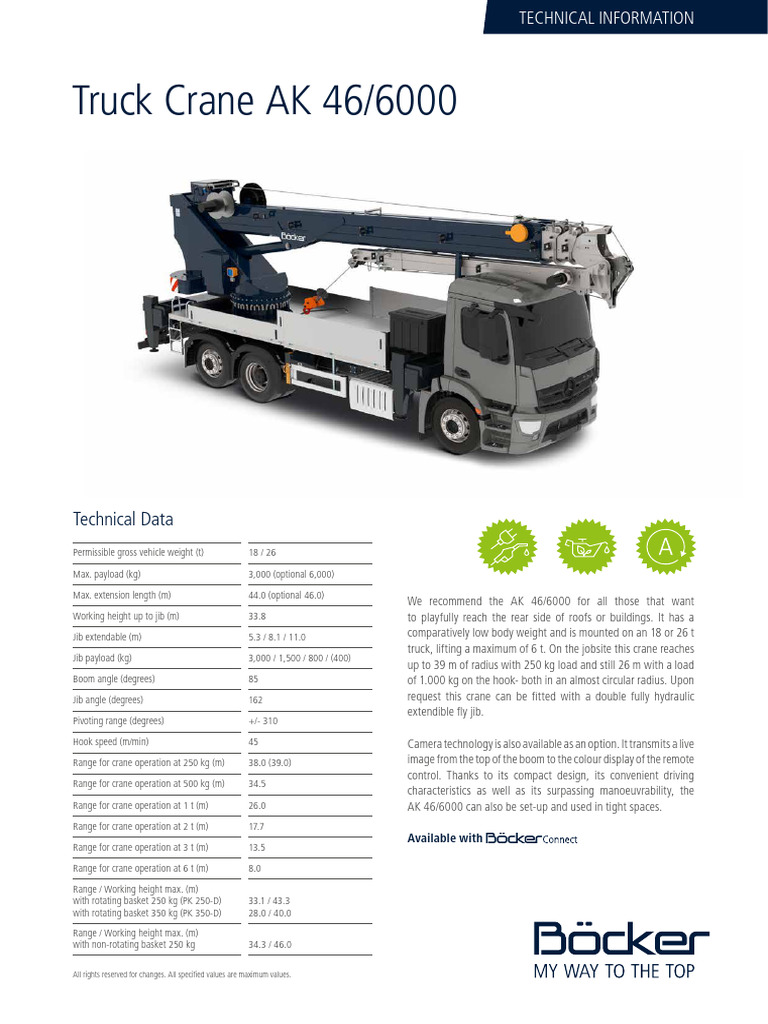Boecker Technical Information AK 46 6000 UK | PDF | Crane (Machine) | Truck