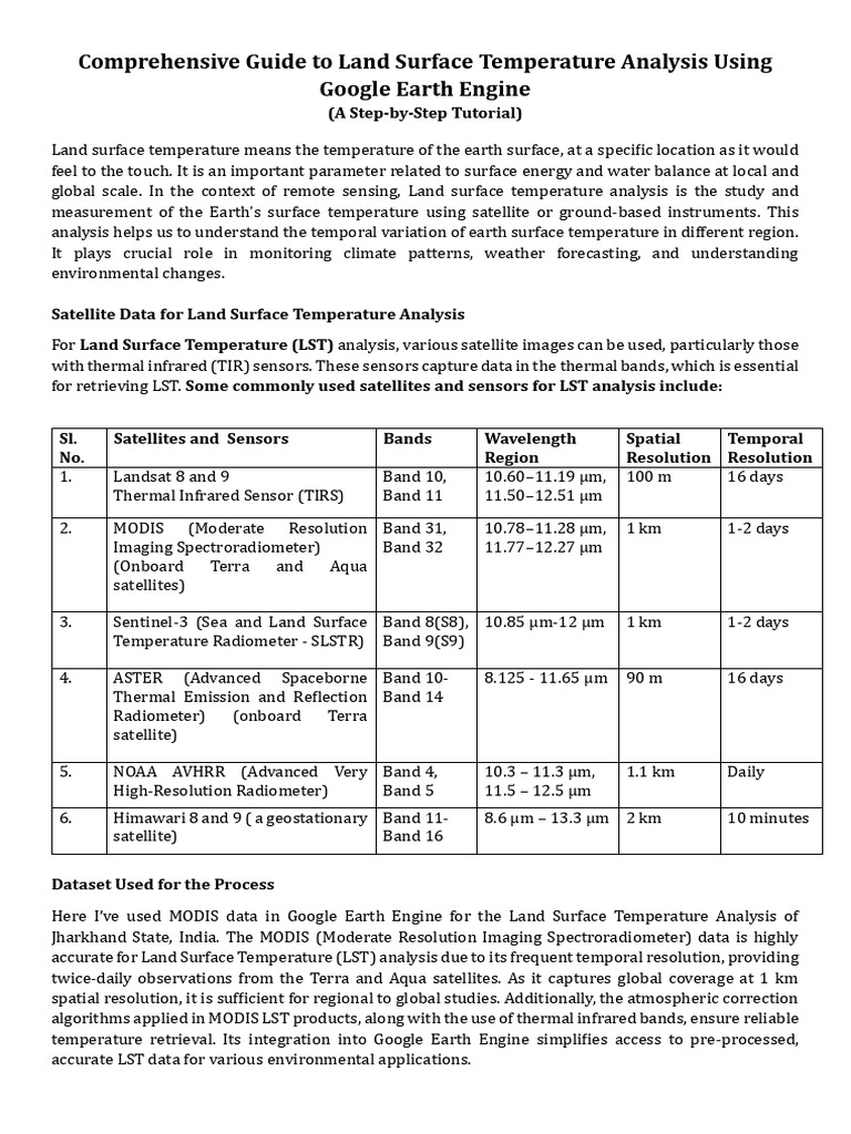 Guide To LST Analysis Using Google Earth Engine | PDF | Sea Surface Temperature