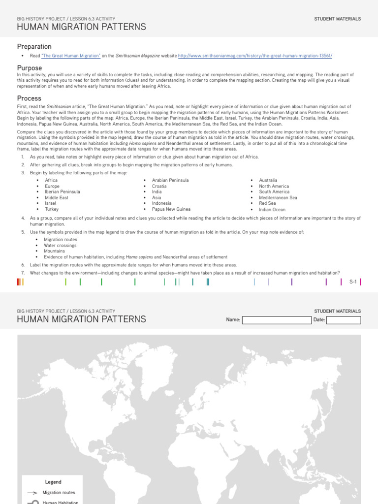 Human-Migration-Patterns Student PDF Version | PDF | Human | Neanderthal