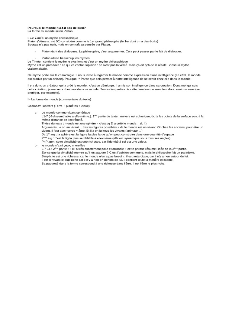 Le Monde Selon Platon | PDF | Platon