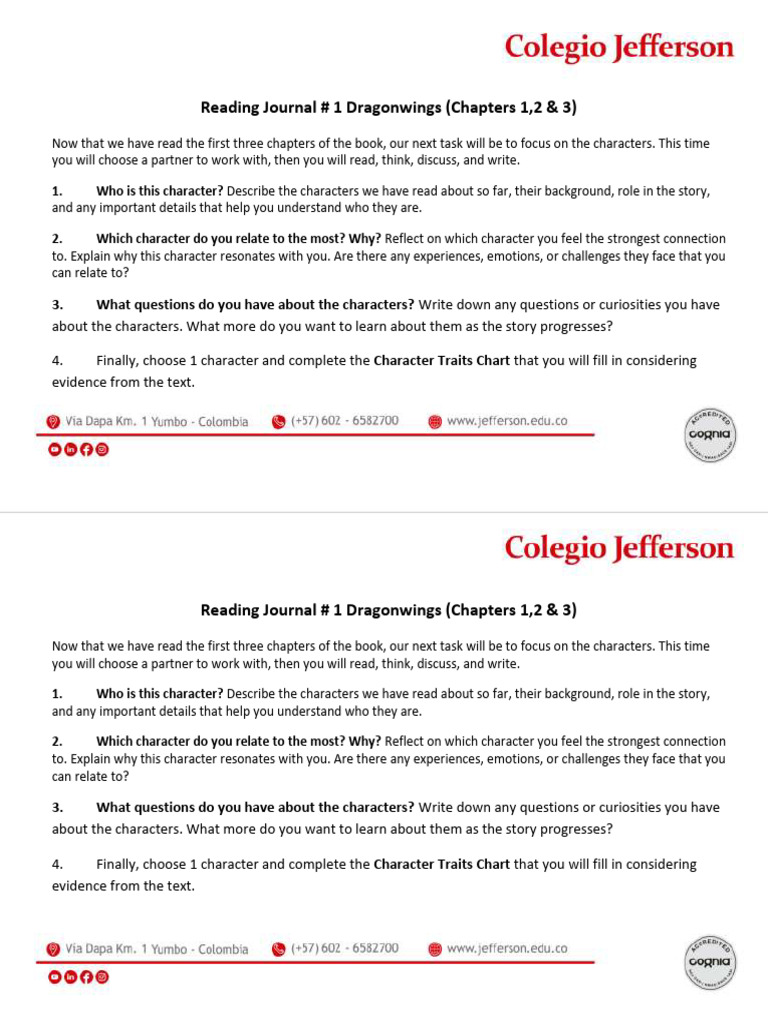 Reading Journal # 1 Dragonwings (Chapters 1,2 & 3) | PDF