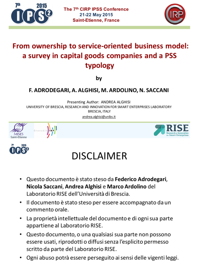 From Ownership To Service-Oriented Business Model A Survey in Capital ...