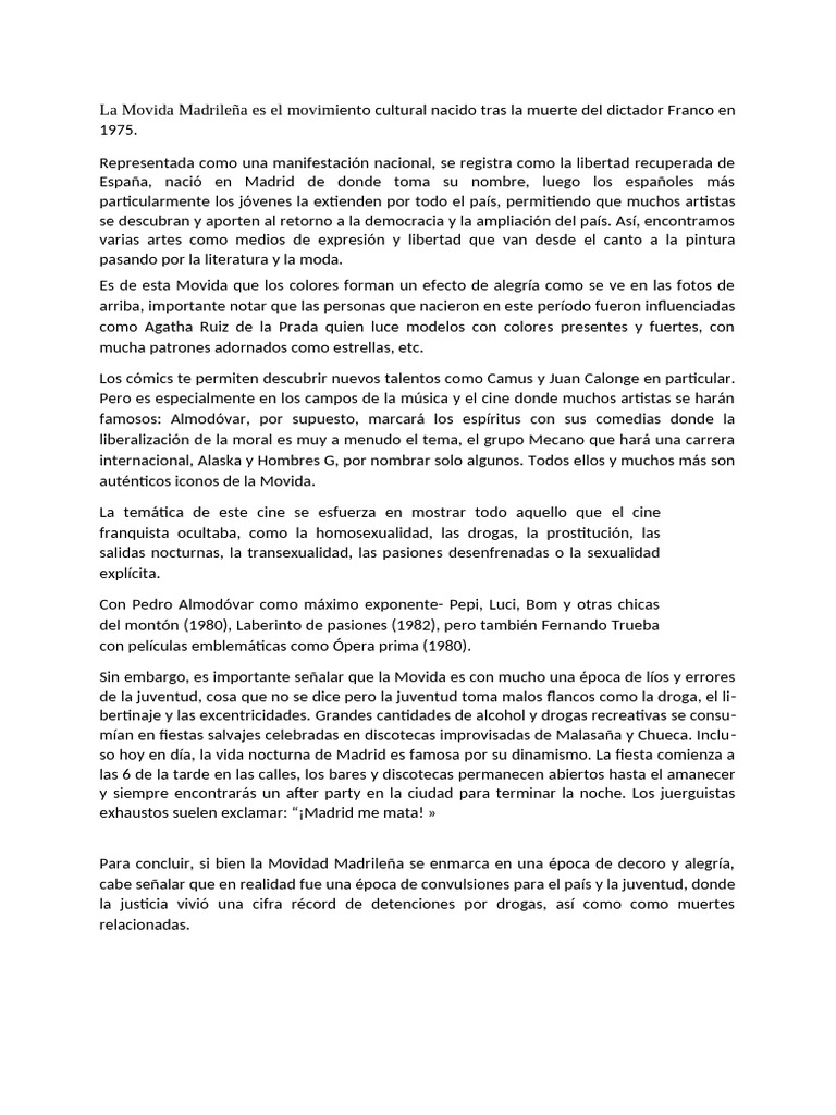 La Movida Madrileña Es El Movimiento Cultural Nacido Tras La Muerte Del ... La Movida Madrileña Es El Movimiento Cultural Nacido Tras La Muerte Del ...