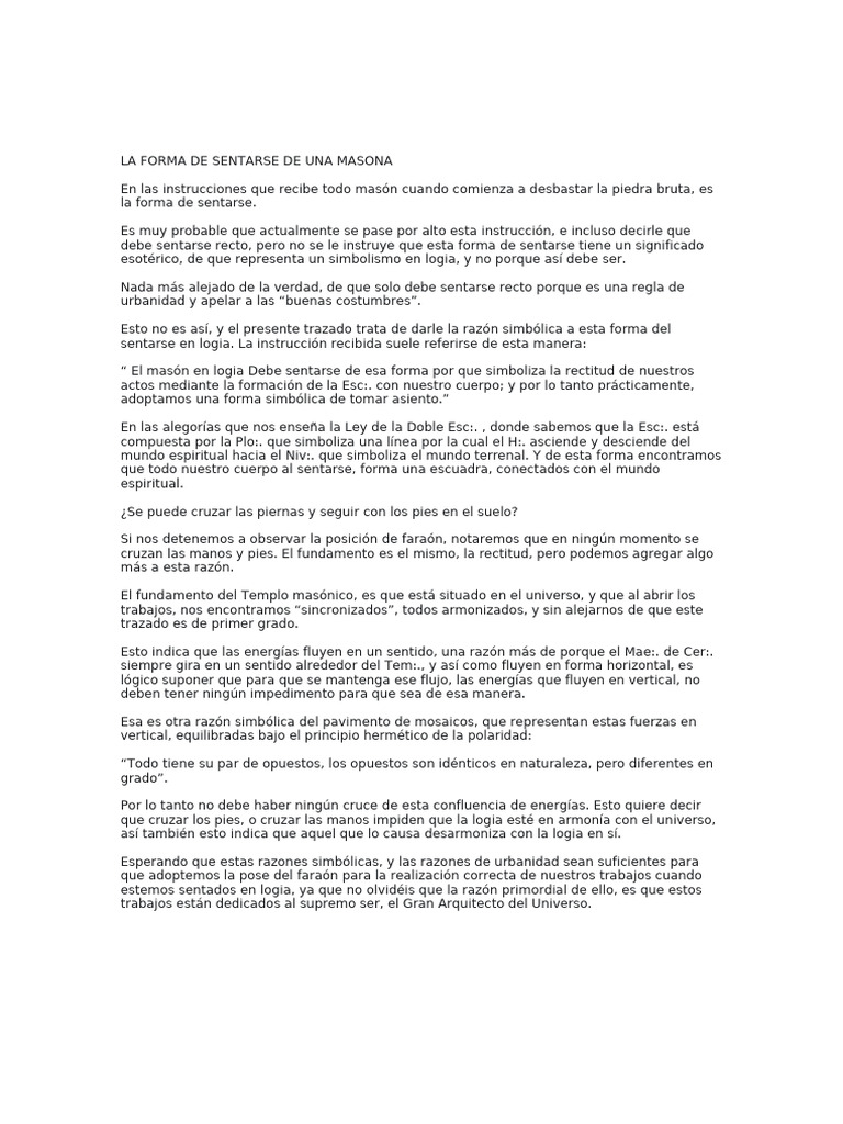 Formas de Sentarse | PDF | Masonería | Razón