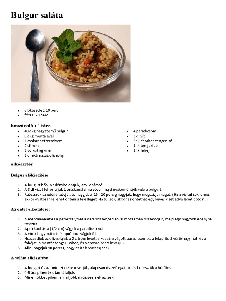 Bulgur Saláta | PDF