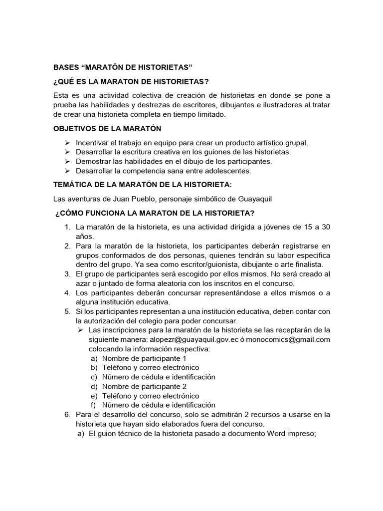 Bases Maraton Del Comic | PDF | Cómics