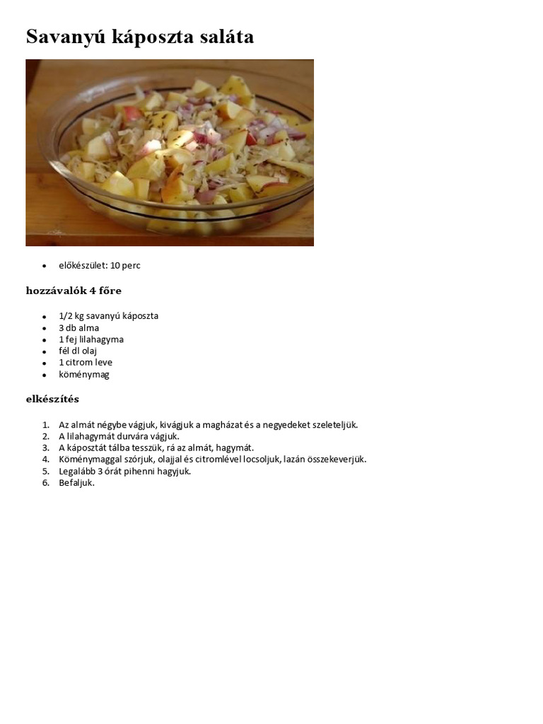 Savanyú Káposzta Saláta | PDF
