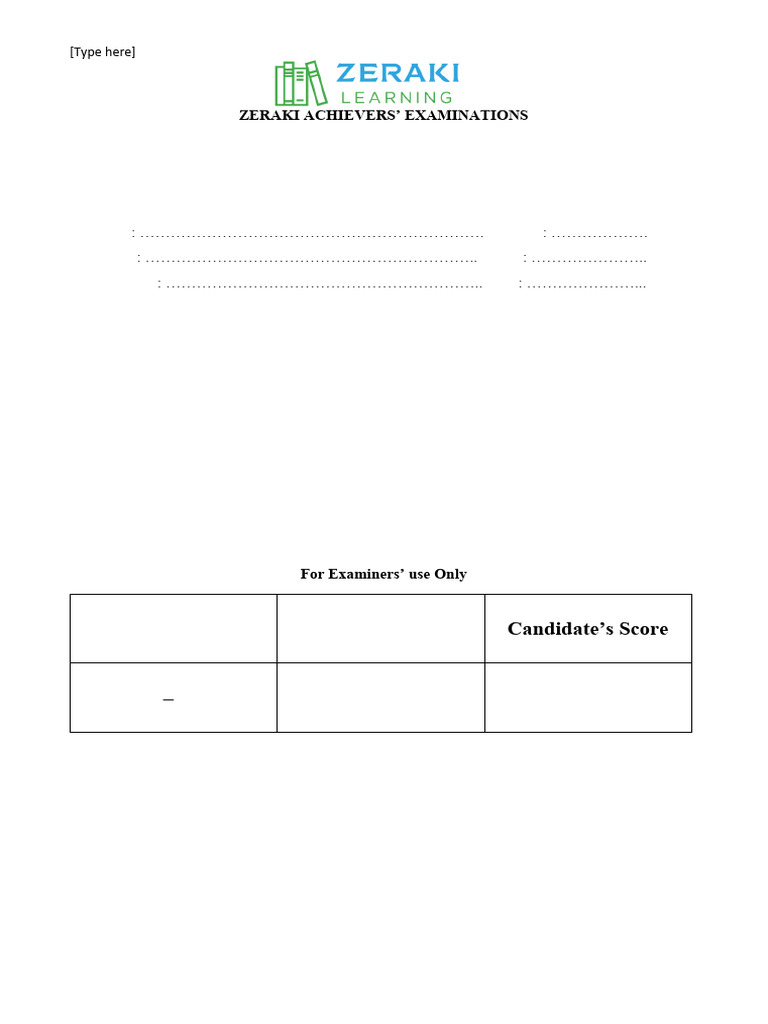 Chemistry Form 1 Marking Scheme Zeraki Achievers 5.0 - February 2022 ...