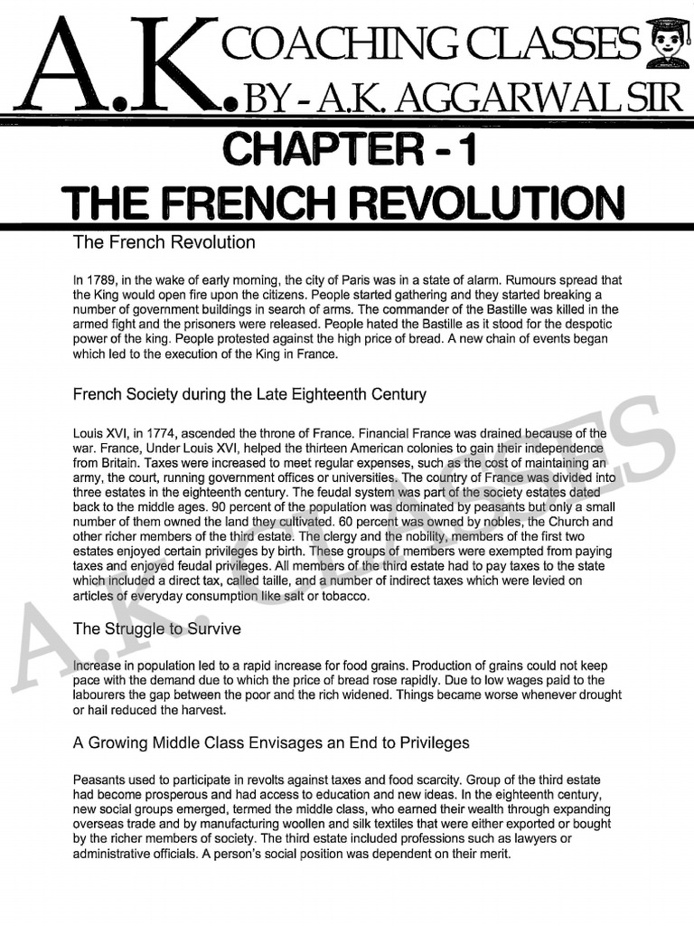 Short French Revolution French Revolution 9TH Chapter 1 History Noted | PDF