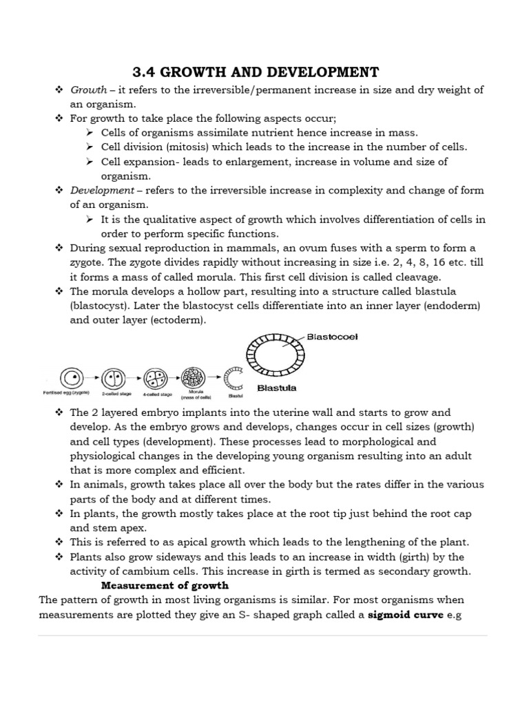 Growth and Development Notes - Form 3 - Biology | PDF | Seed | Pupa