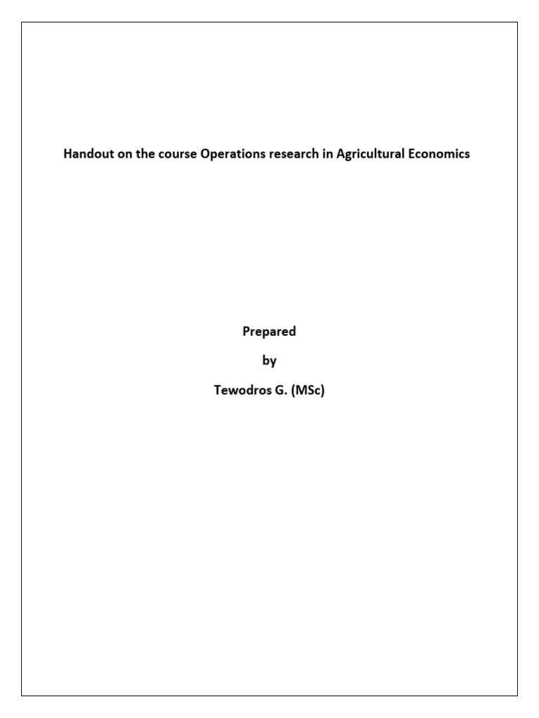 Operations Research Handout, 2022 - 1 | PDF | Mathematical Optimization ...