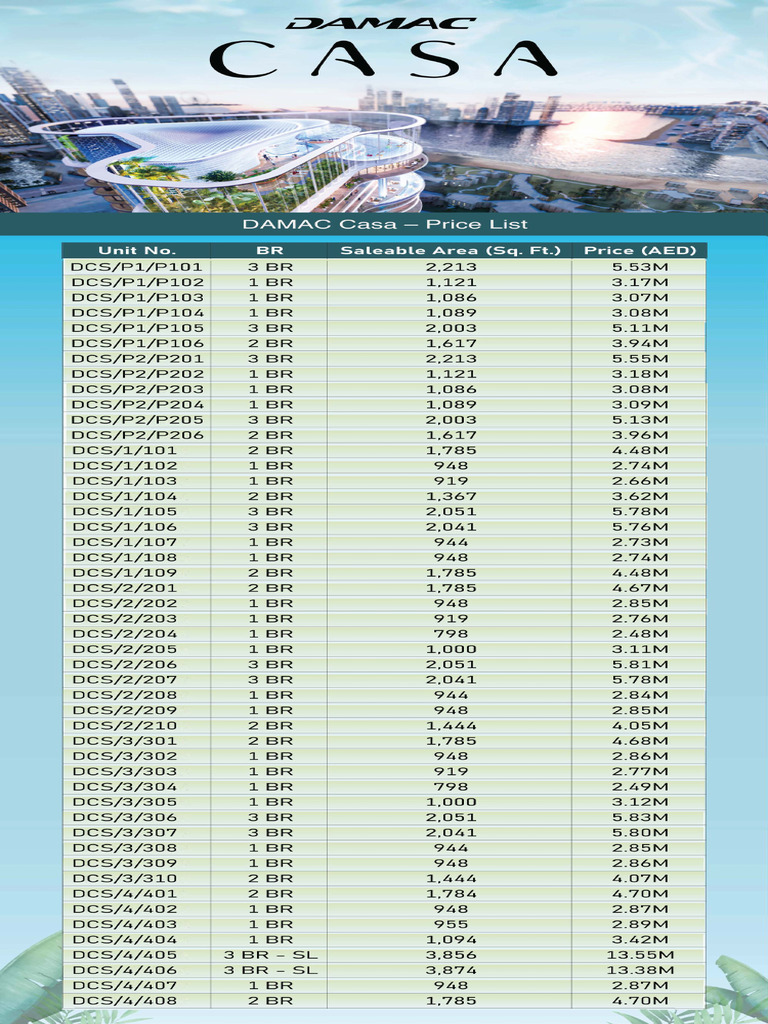 CASA Price List Final | PDF