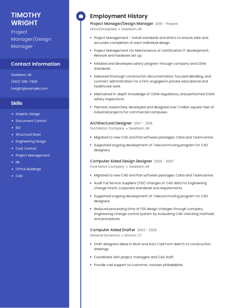 Project Manager & Design Expert Resume | PDF | Computer Aided Design ...