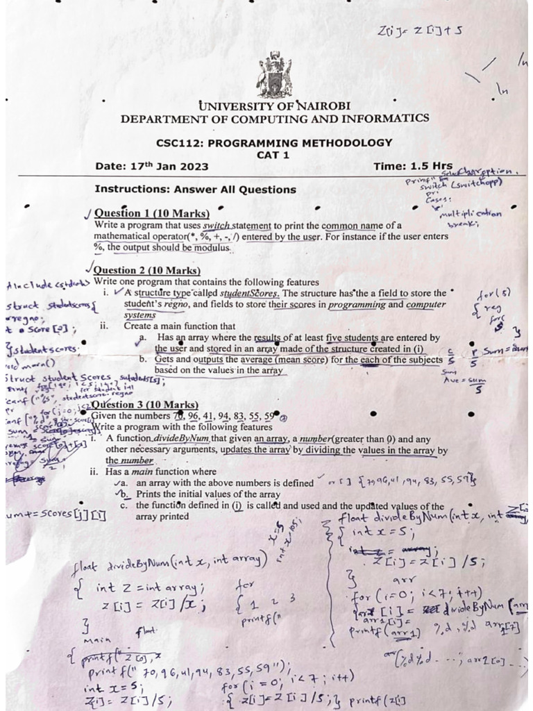 2023 CAT1-Introduction To Programming | PDF