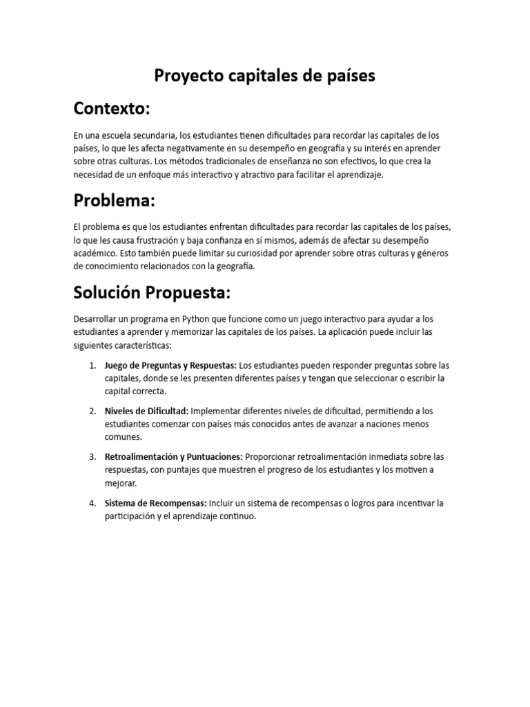 Proyecto Capitales de Paises | PDF