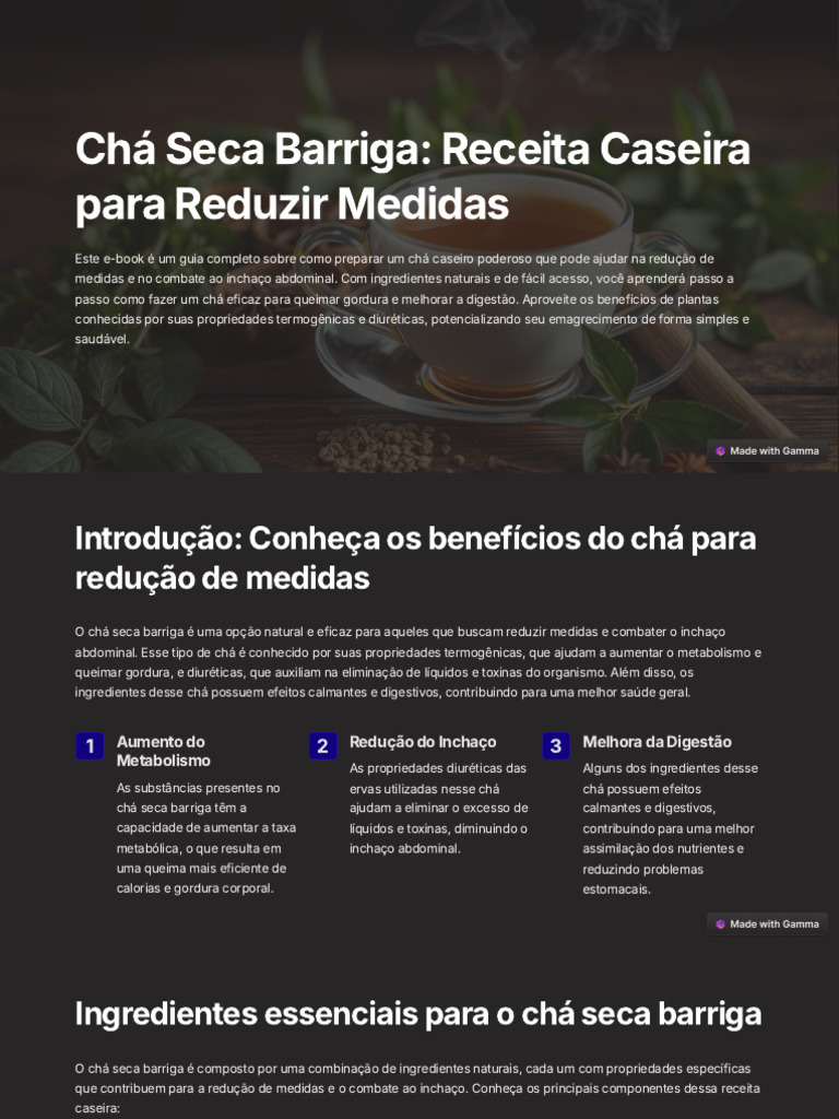 Cha Seca Barriga Receita Caseira para Reduzir Medidas | PDF | Chá ...