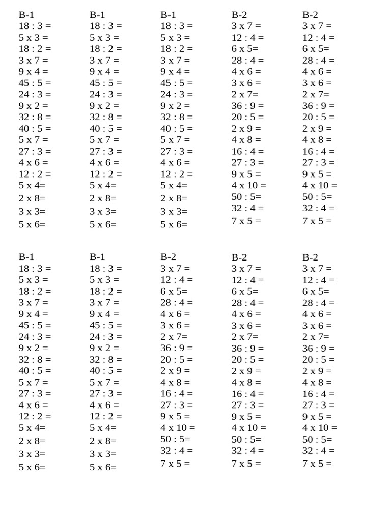 Math Problems: Division and Multiplication | PDF