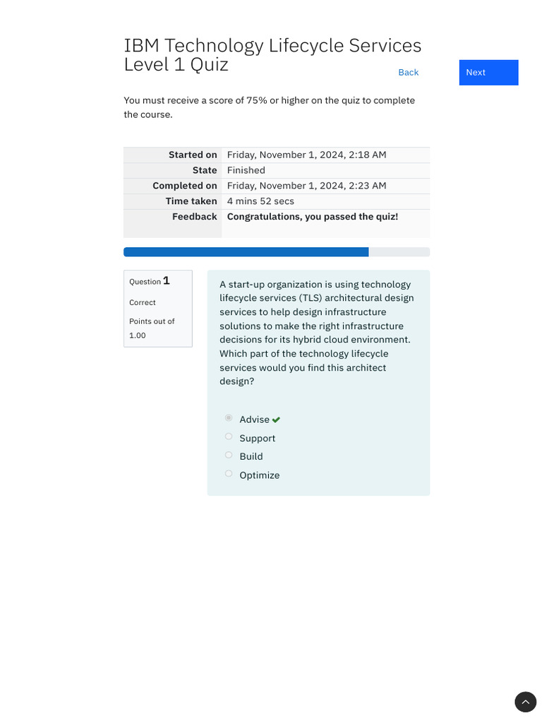 IBM Technology Lifecycle Services Level 1 Quiz - Attempt Review | PDF | Risk | Ibm