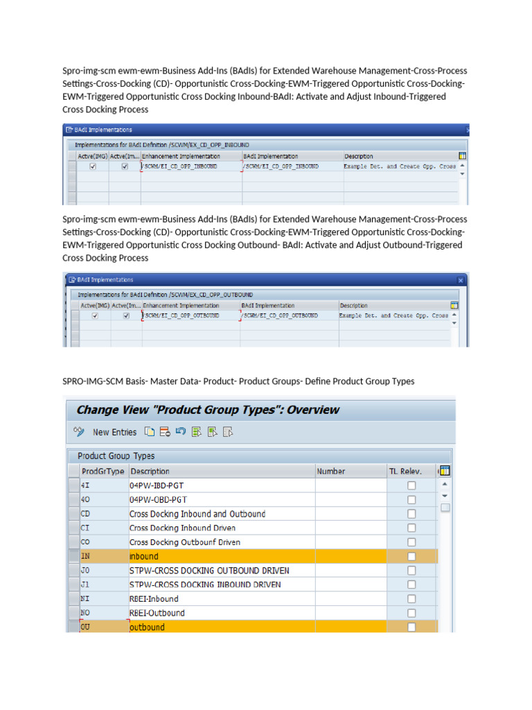 EWM Cross-Docking BAdIs and Processes | PDF | Computers