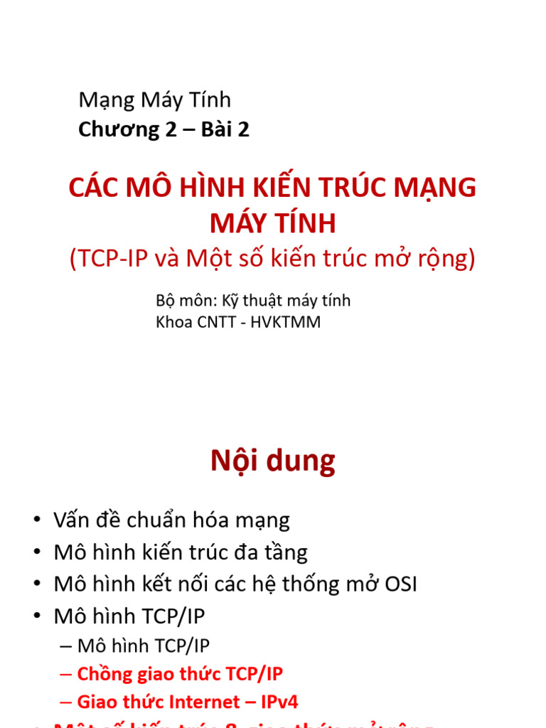 Chuong2-Bai2 - Cac Mo Hinh Kien Truc MMT | PDF