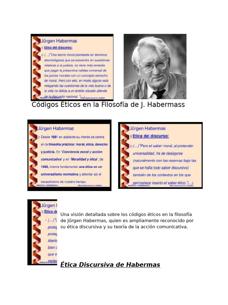 Códigos Éticos en La Filosofía de J. Habermass: Ética Discursiva de Habermas | PDF | Jürgen ...