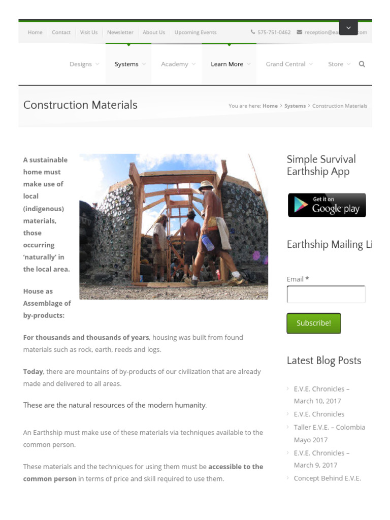 Earthship Biotecture - Building Materials | PDF | Building Materials | Wood