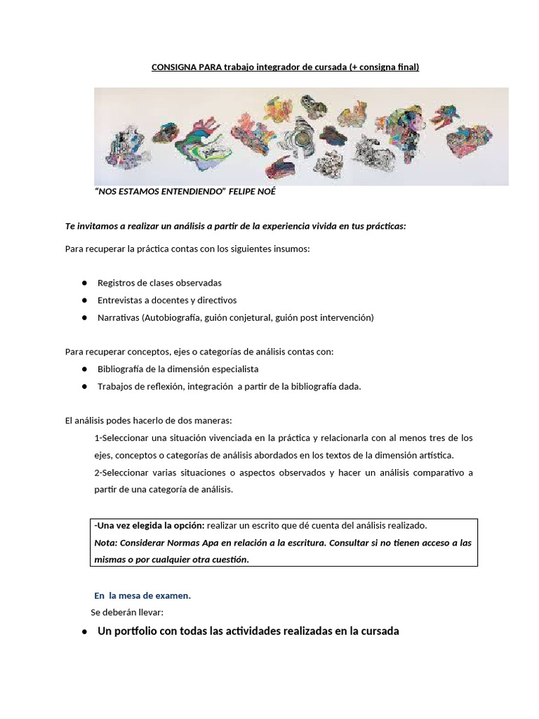 CONSIGNA PARA Trabajo Integrador de Cursada (+ Consigna Final) | PDF