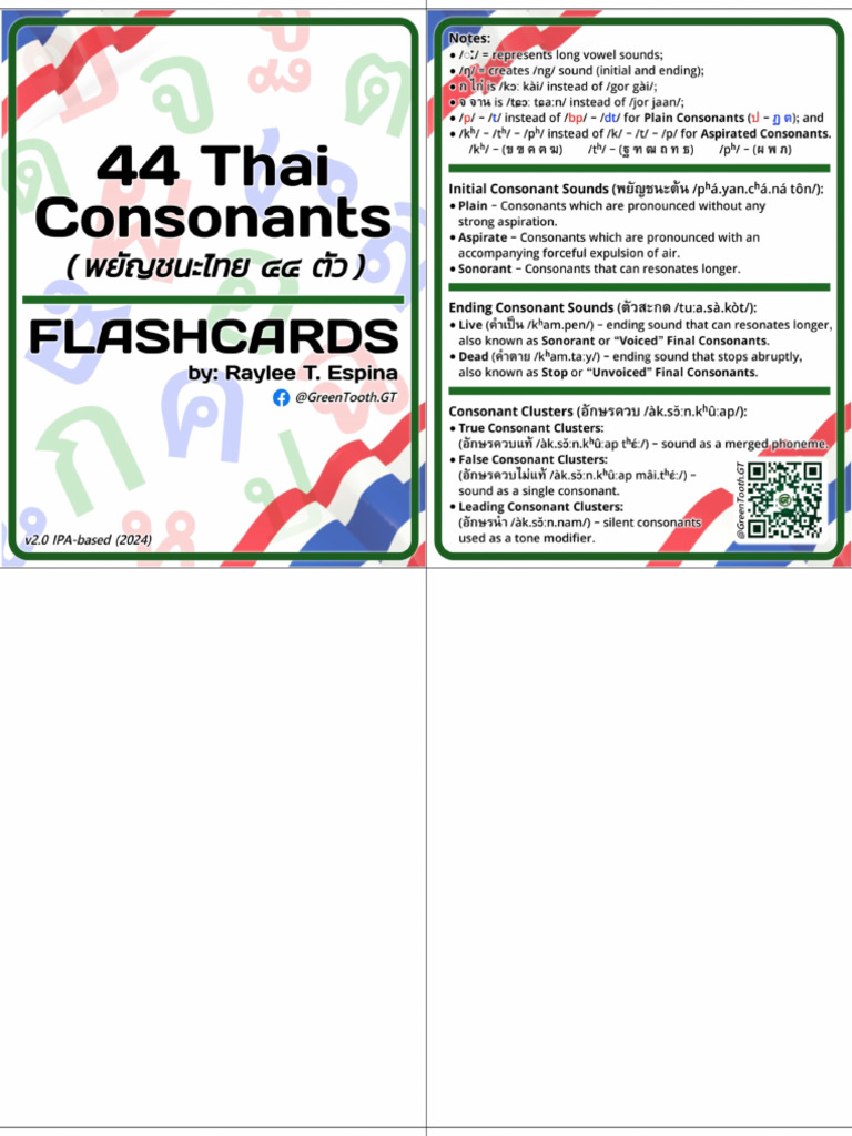 44 Thai Consonants - GreenTooth | PDF