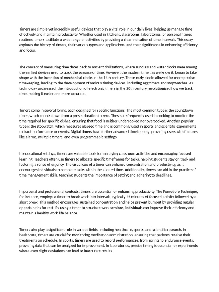 Timers Pdf Timer Time