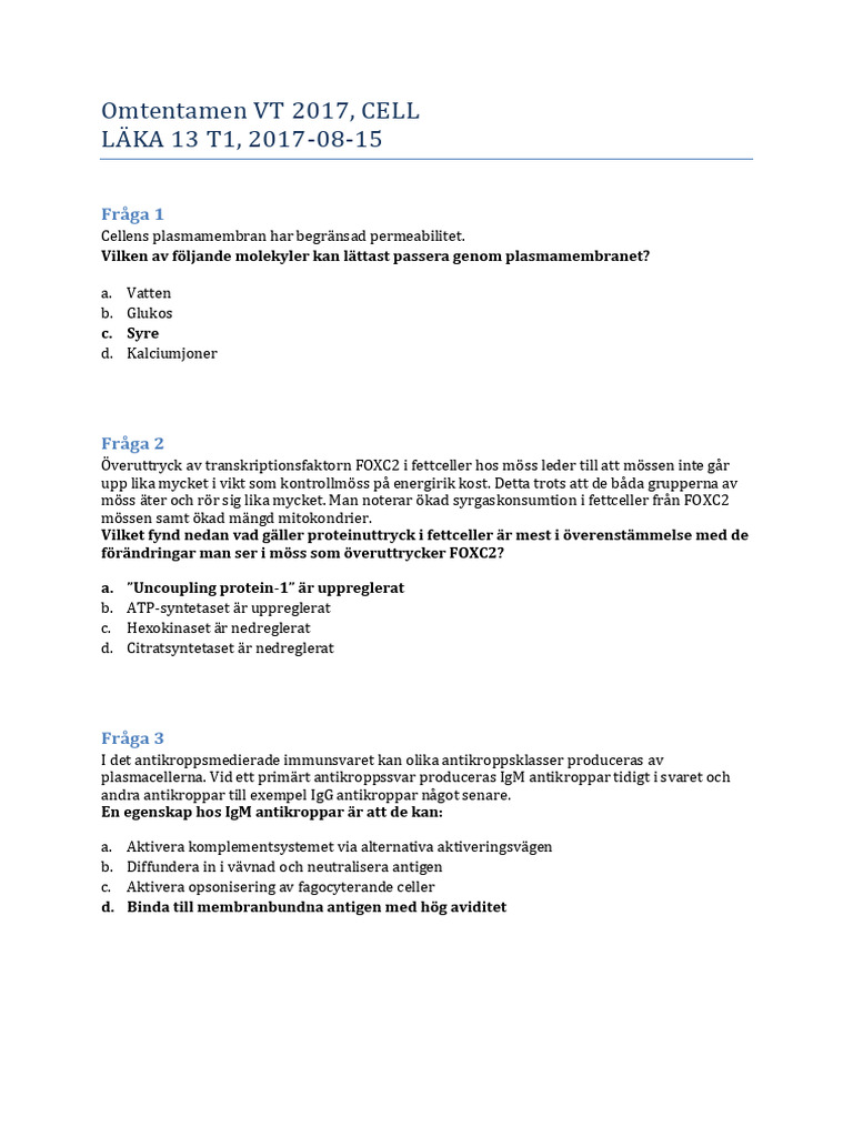 Tenta 2 VT17 Med Svar | PDF