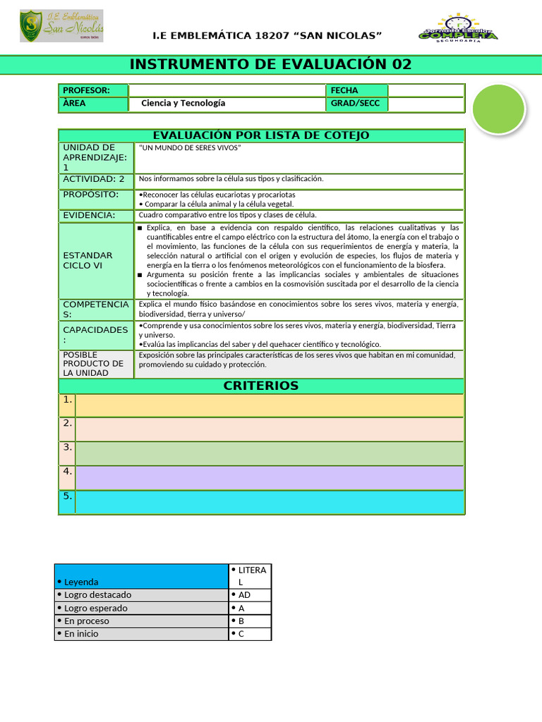 B1º LC Act 2 - Cyt-U1 | PDF | Organismos | Biología Celular)