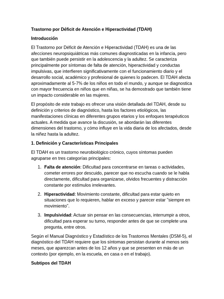 Trastorno Por Déficit de Atención e Hiperactividad | PDF | Desorden hiperactivo y deficit de ...