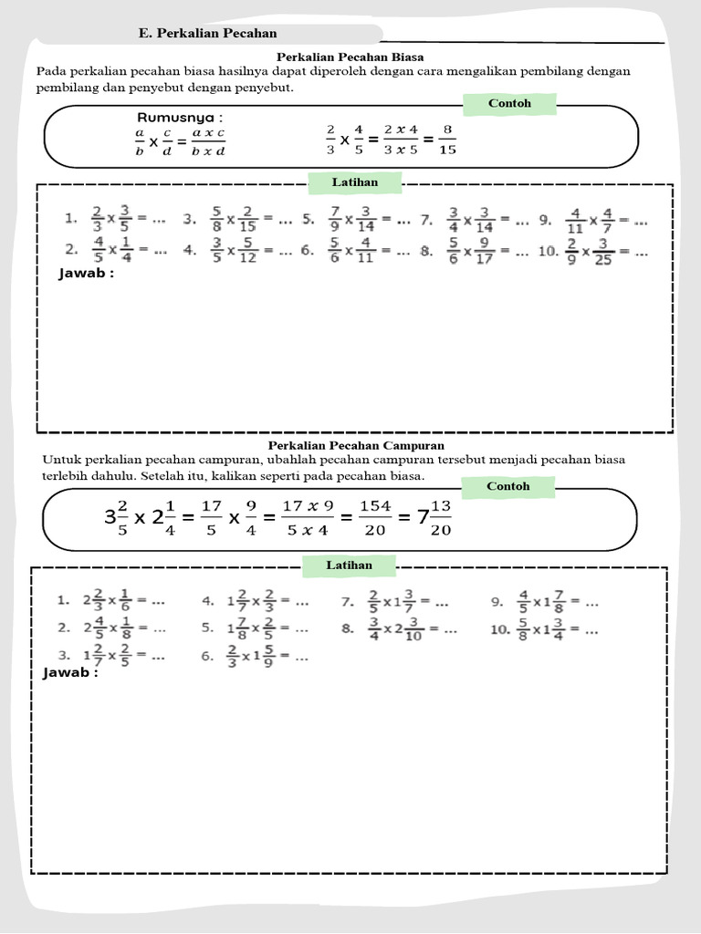 MTK - Perkalian Dan Pembagian Pecahan | PDF
