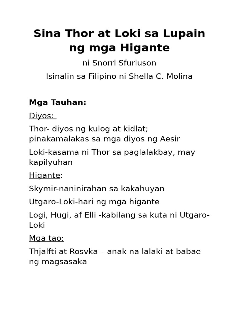 Sina Thor at Loki Sa Lupain NG Mga Higante | PDF