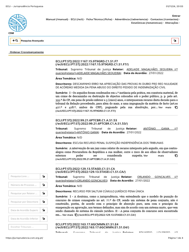 ECLI - Jurisprudênfccia Portuguesa | PDF | Separação de Poderes ...