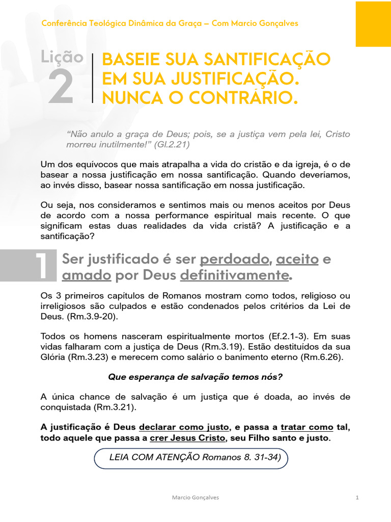 Apostila Da Conferência Dinâmica Da Graça 2024 - AULA 2 | PDF ...
