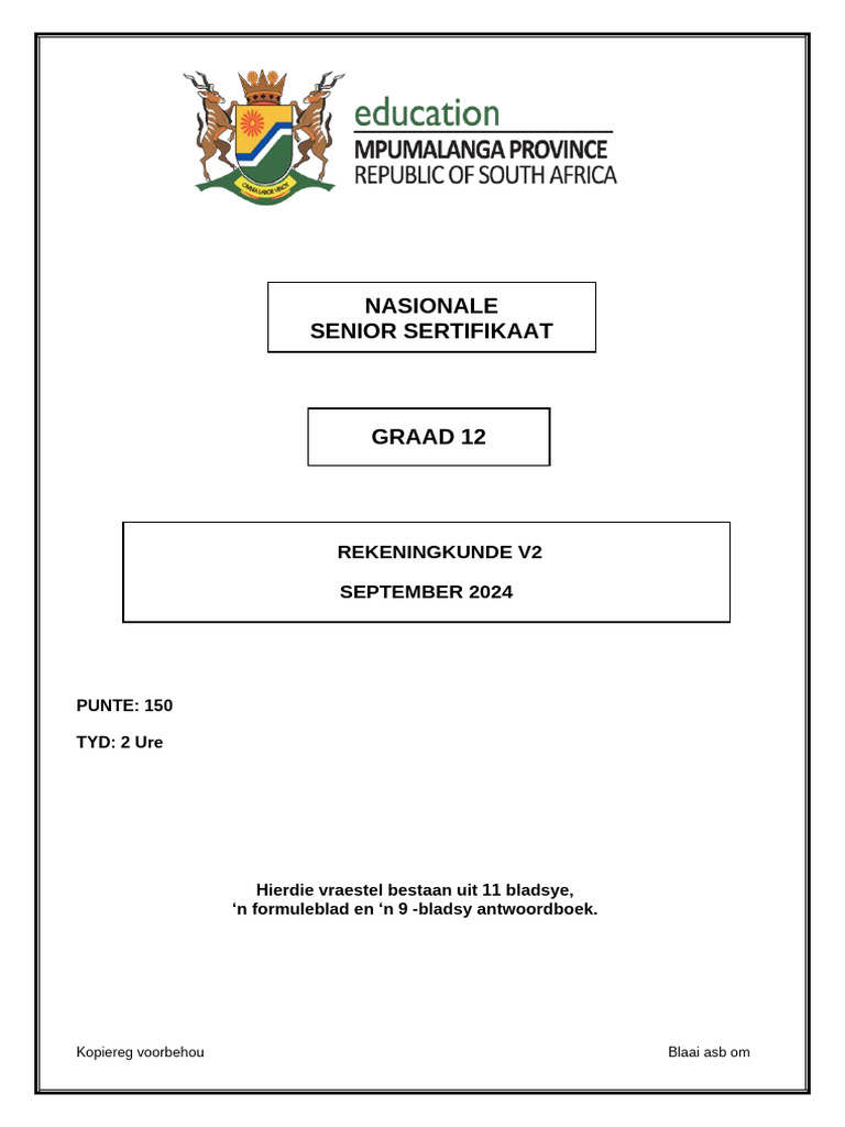 Rekeningkunde Sept 2024 VS | PDF