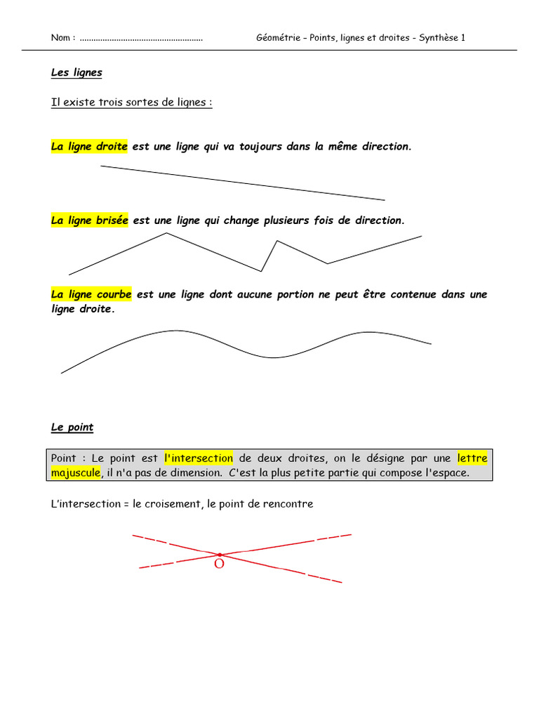 Types de lignes en géométrie | PDF | Droite (mathématiques) | Géométrie