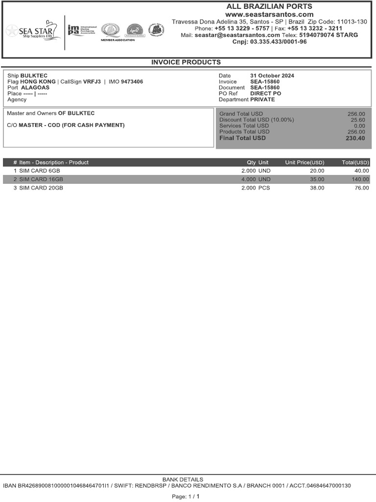 Invoice - Sea 15860 - Chips | PDF
