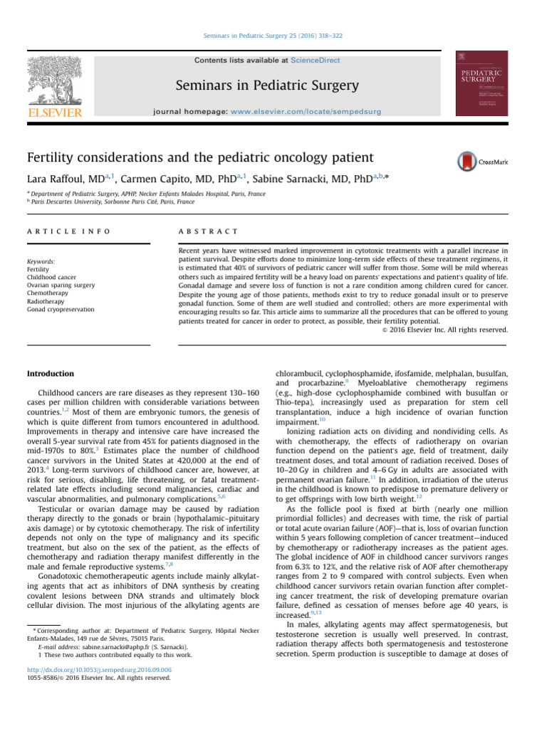 Fertility Considerations and The Pediatric Oncology Patient | PDF ...