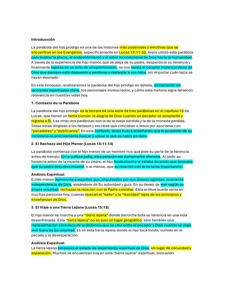 El Hijo Prodigo Enseñanza | PDF