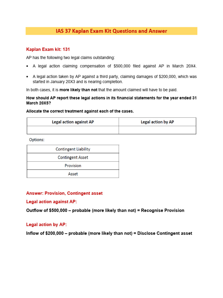 IAS 37 Kaplan Exam Kit 2023-2024 | PDF | Financial Services | Economies