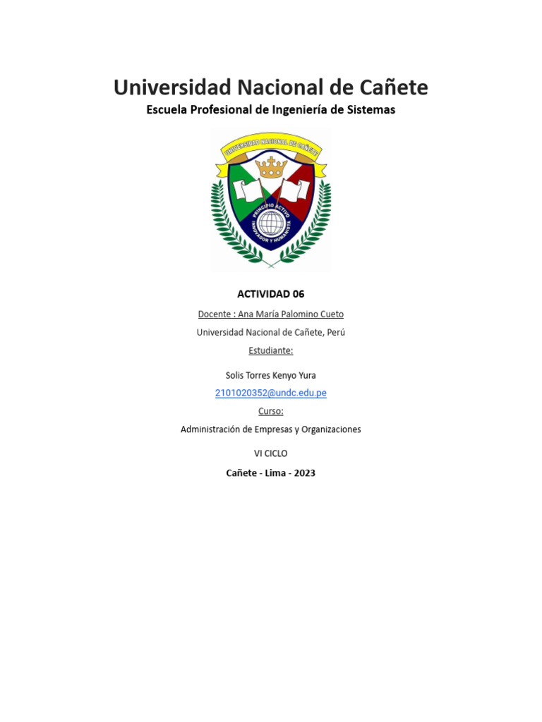 Adm. Empresas Semana 06 - Trabajo Individual - Solis Torres Kenyo | PDF ...