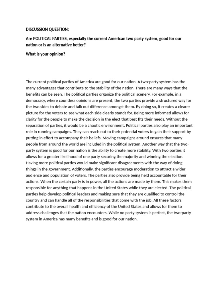 Political Parties Personal Reflection | PDF