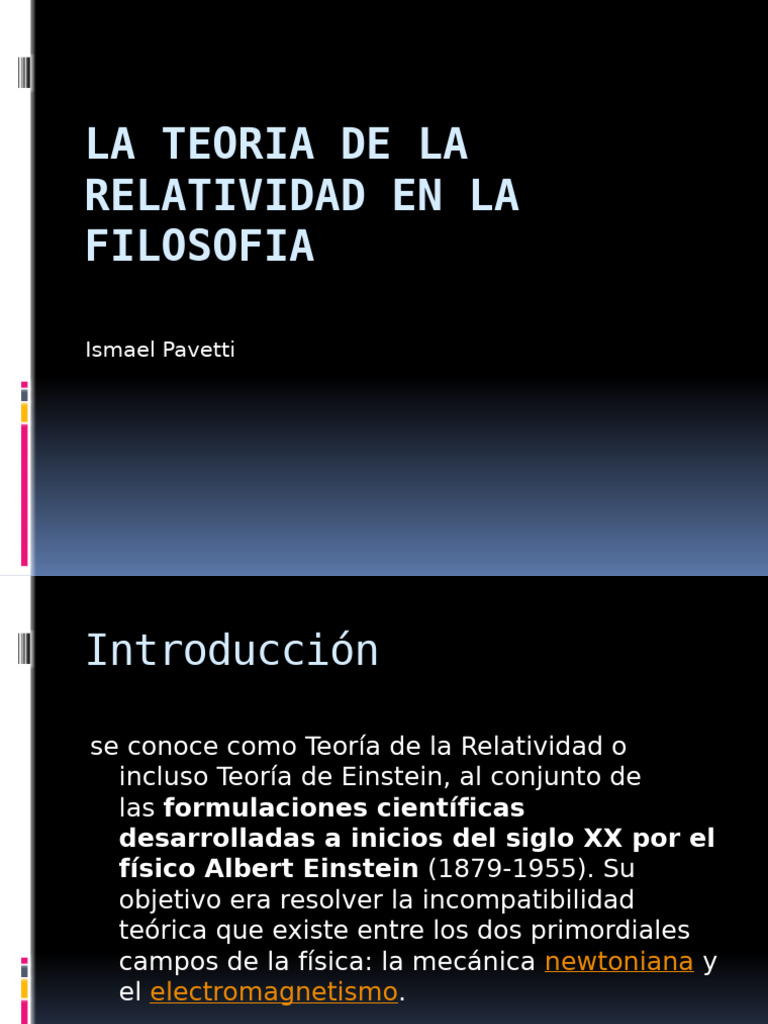 Relatividad y Filosofía: Impacto y Teoría | PDF | Relatividad general ...