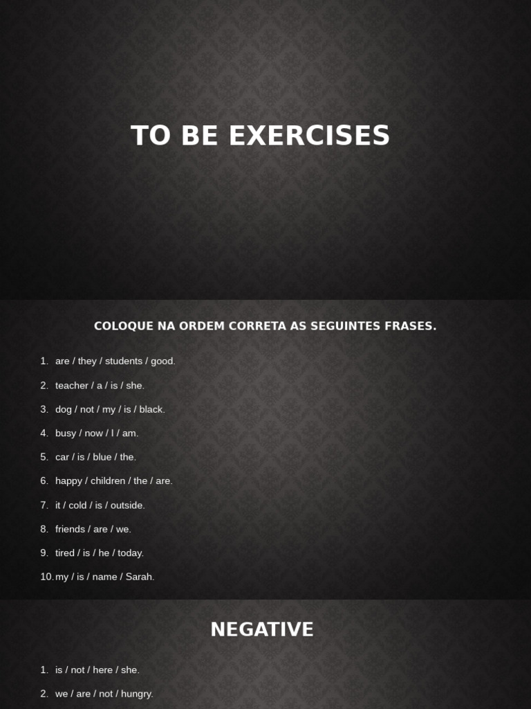 To Be Exercises | PDF